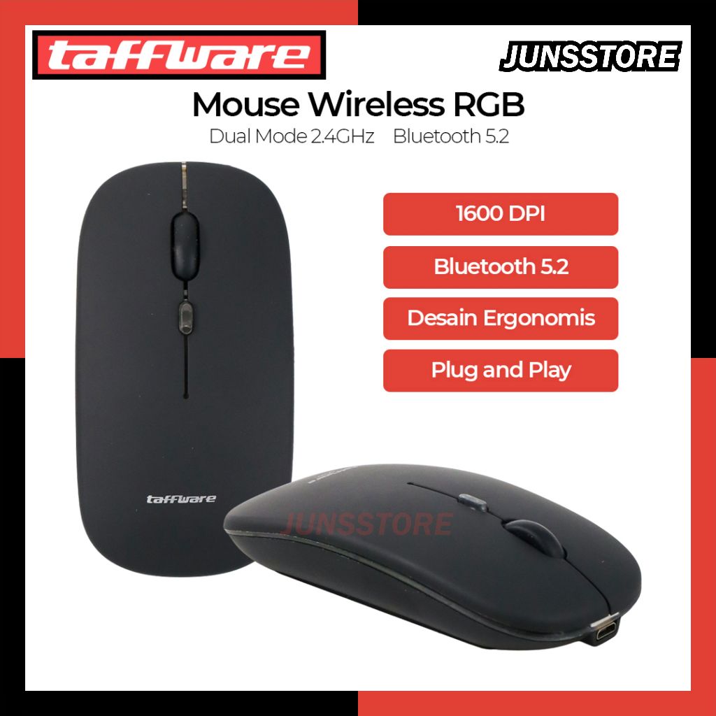 Jual TAFFWARE MOUSE SILENT CLICK RGB OPTICAL WIRELESS 2.4GHZ BLUETOOTH ...
