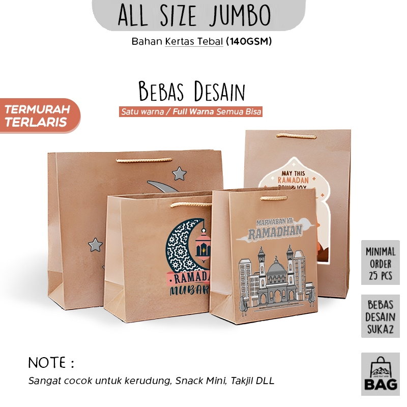 Jual (+CETAK RAMADHAN) Paper Bag Jumbo ALL SIZE / Paper Bag Kado ...