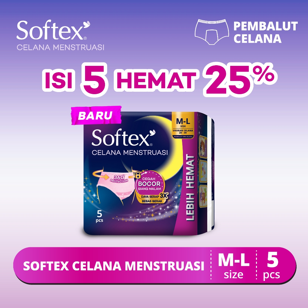 Jual Softex Celana Menstruasi M-L 5s - Pembalut Celana - Spesial Bulan Ungu | Shopee Indonesia