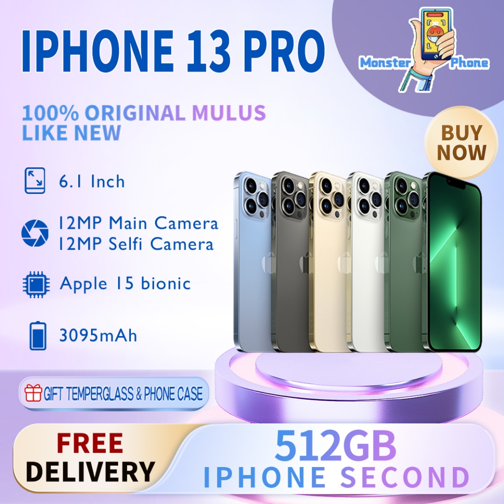 Jual iPhone 13 Pro 512GB Second Original100% OLED-Original Fullset Mulus Normal Phone 3utools ...