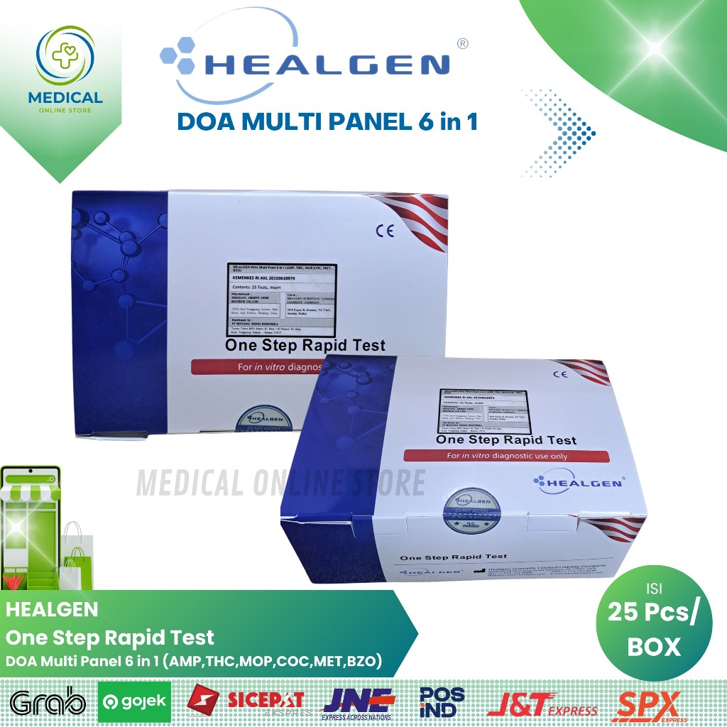 Jual HEALGEN One Step Rapid Test DOA Multi Panel 6 in 1 (AMP,THC,MOP ...