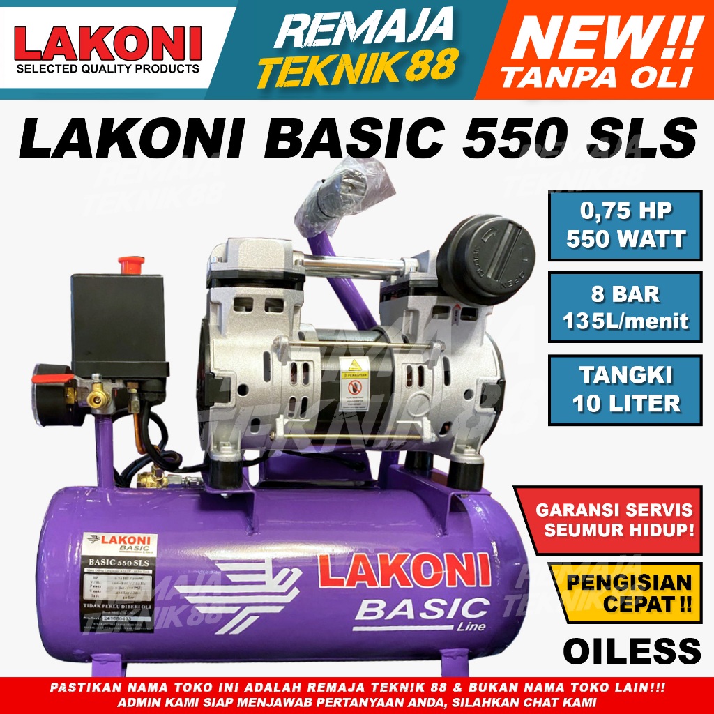 Jual KOMPRESOR OILESS LAKONI BASIC 550 SLS SERIES 0,75HP / KOMPRESOR ...