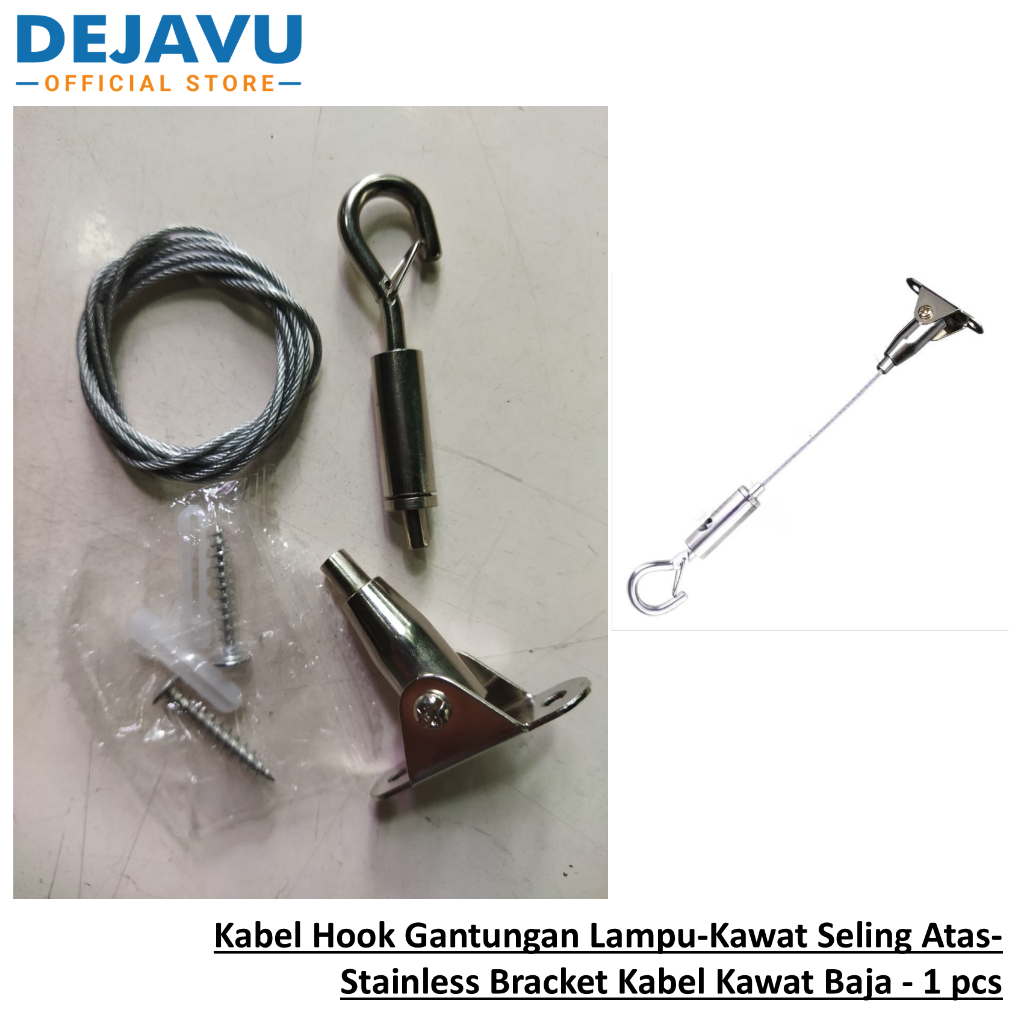 Jual Kabel Hook Gantungan Lampu-Kawat Seling Atas-Stainless Bracket Kabel Kawat Baja (1 pcs ...