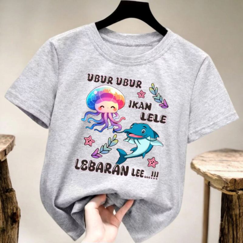 Jual Kaos Anak-Anak Unisex Motif Ubur" Ikan Lele Lebaran Lee DTF Bahan TC Combed 28s Umur 2-12 ...
