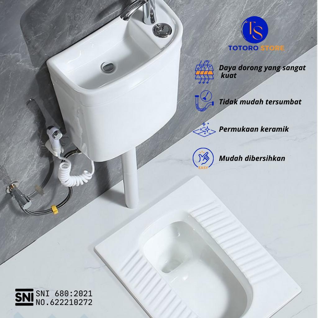 Jual Kloset Jongkok Keramik 1 Set Watertank Wastafel Keramik - Merk MR TAO | Shopee Indonesia