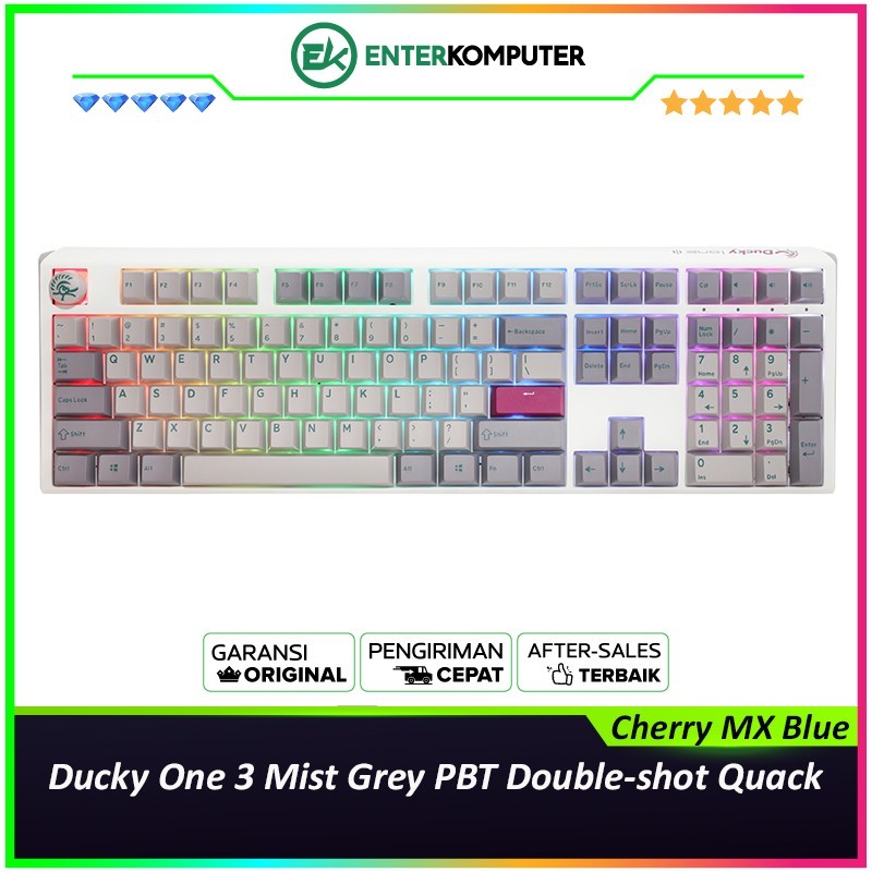 Jual Ducky One 3 Mist Grey PBT Double-shot Quack Mechanical Gaming ...