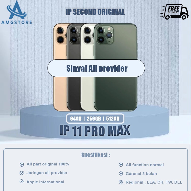 Jual IP 11 PRO MAX Second Normal 64GB 256GB 512GB Inter Fulset Mulus Like New Good Condition ...