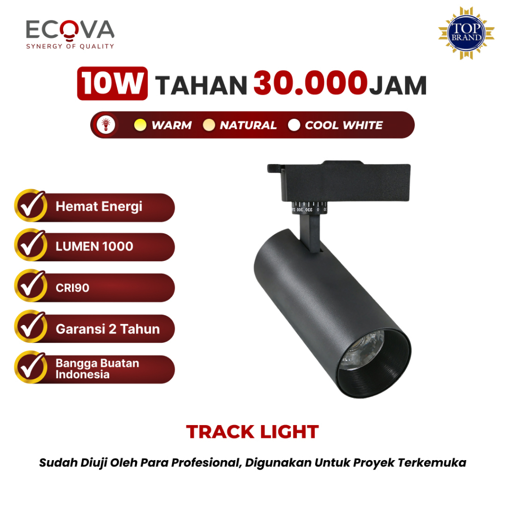 Jual Ecova - Lampu LED Track Light Spotlight Sorot | Warna Cahaya Putih ...