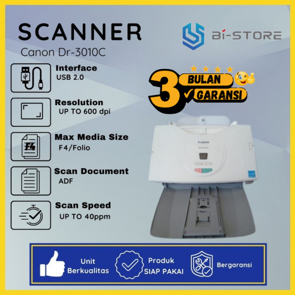 Jual Scanner Folio Canon Dr-3010C Kecepatan Up To 40 Ppm ADF Scan ...