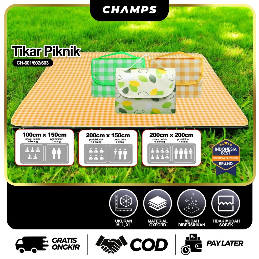 Jual CHAMPS Tikar Piknik Waterproof & Tebal | Alas Tamasya Lipat ...