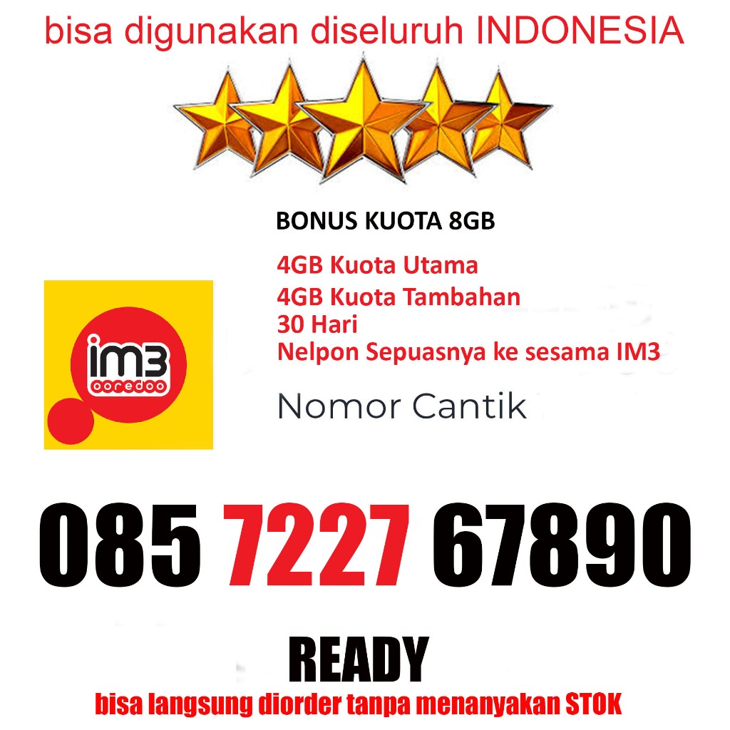 Jual Nomor Cantik Indosat Im3 Oredoo 4G 5G 10 11 12 Digit SERI NAIK ...