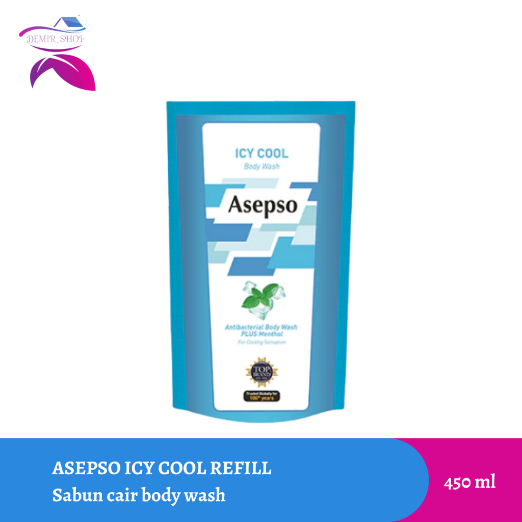 Jual Asepso Sabun Cair Body Wash Icy Cool 450 ml - Refill | Shopee Indonesia