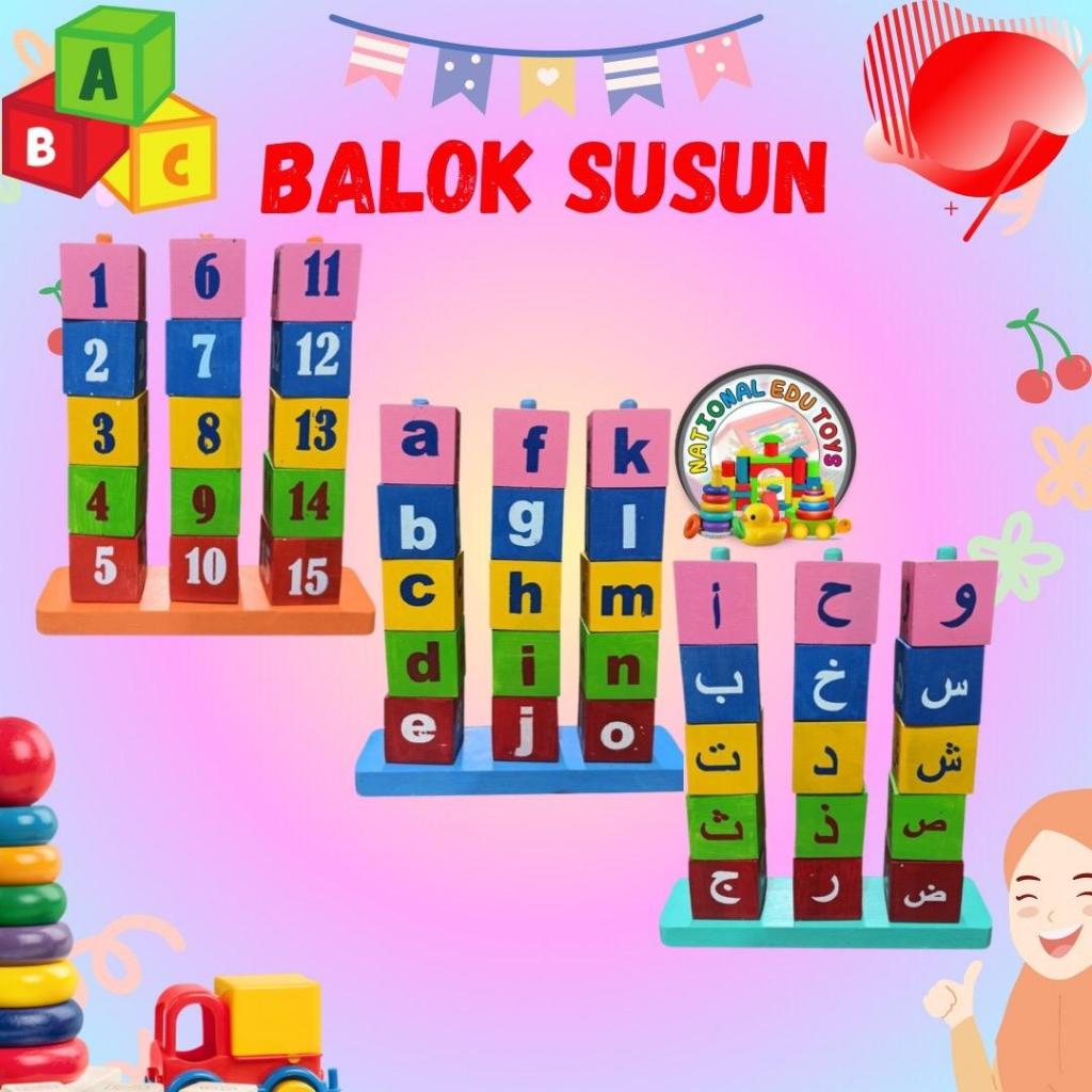 Jual Mainan Edukasi Anak / Balok Susun Angka / Balok Susun Huruf ...