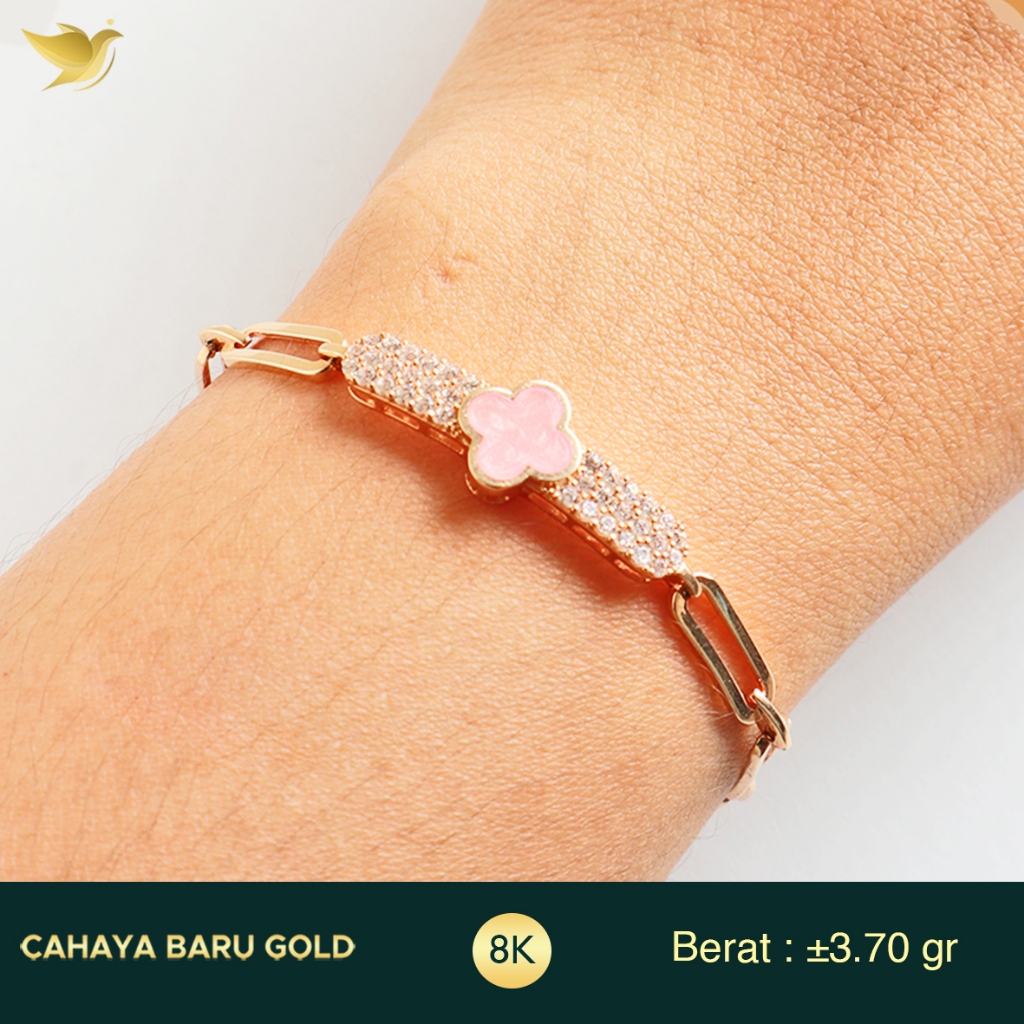 Jual CLOVERY PINK PLATE BRACELET 8K | Shopee Indonesia