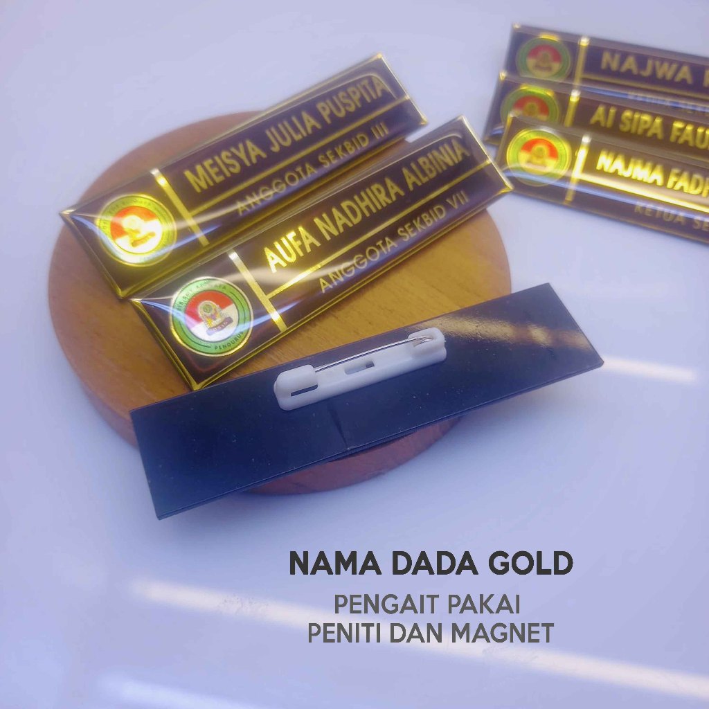 Jual Name Tag / Nama Dada / Papan Nama / grapholy / Custom Warna Gold ...