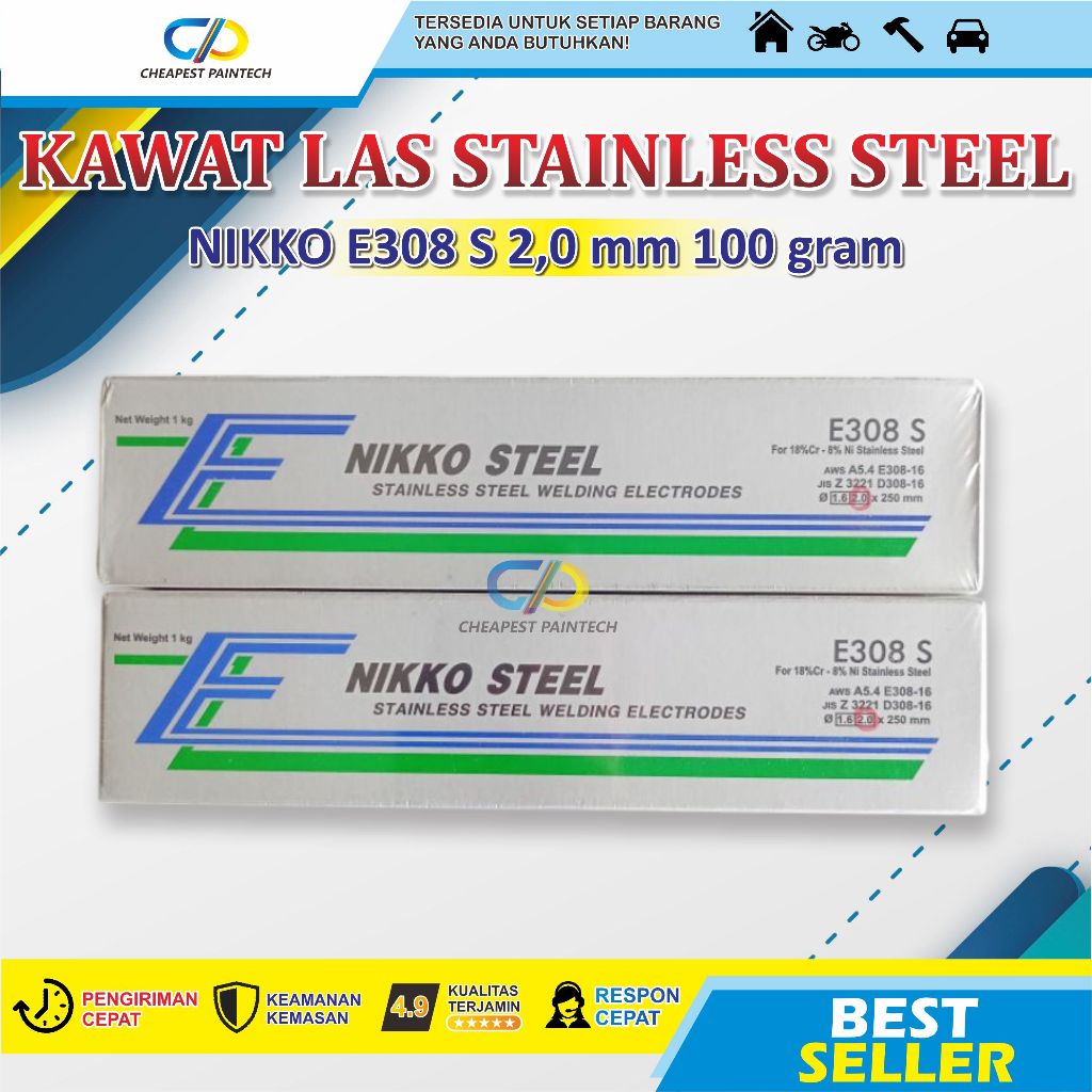 Jual KAWAT LAS STAINLESS STEEL NIKKO E308 S 2,0MM 100 GRAM | Shopee Indonesia