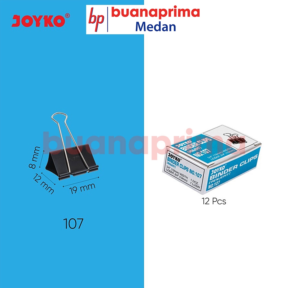 Jual BINDER CLIP JOYKO No 107 19 mm isi 12 pcs Penjepit Kertas Hitam ...