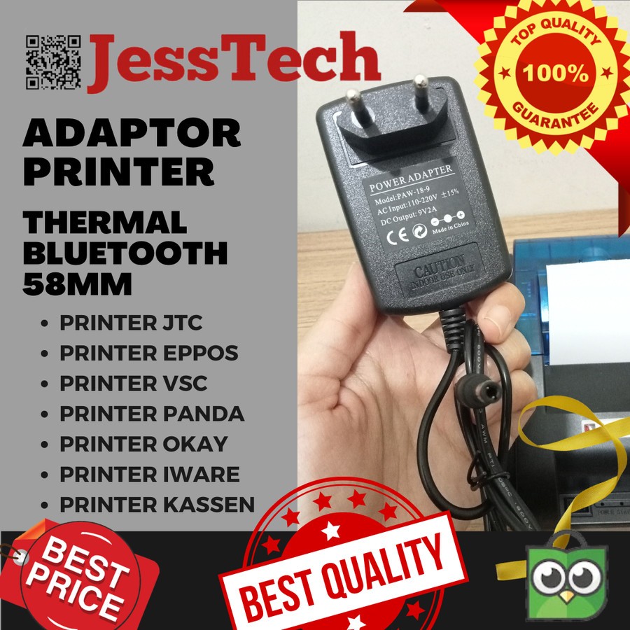 Jual Adaptor Printer Bluetooth Thermal 58mm 9V 2A - JTC/ Panda / EPPOS ...