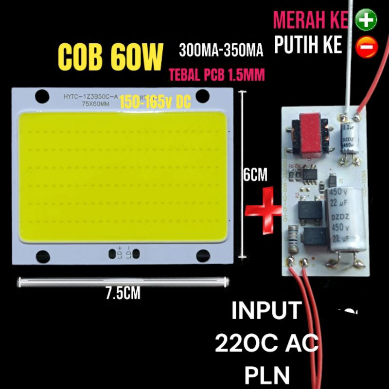 Jual led COB 60W +DRIVER cahaya putih | Shopee Indonesia