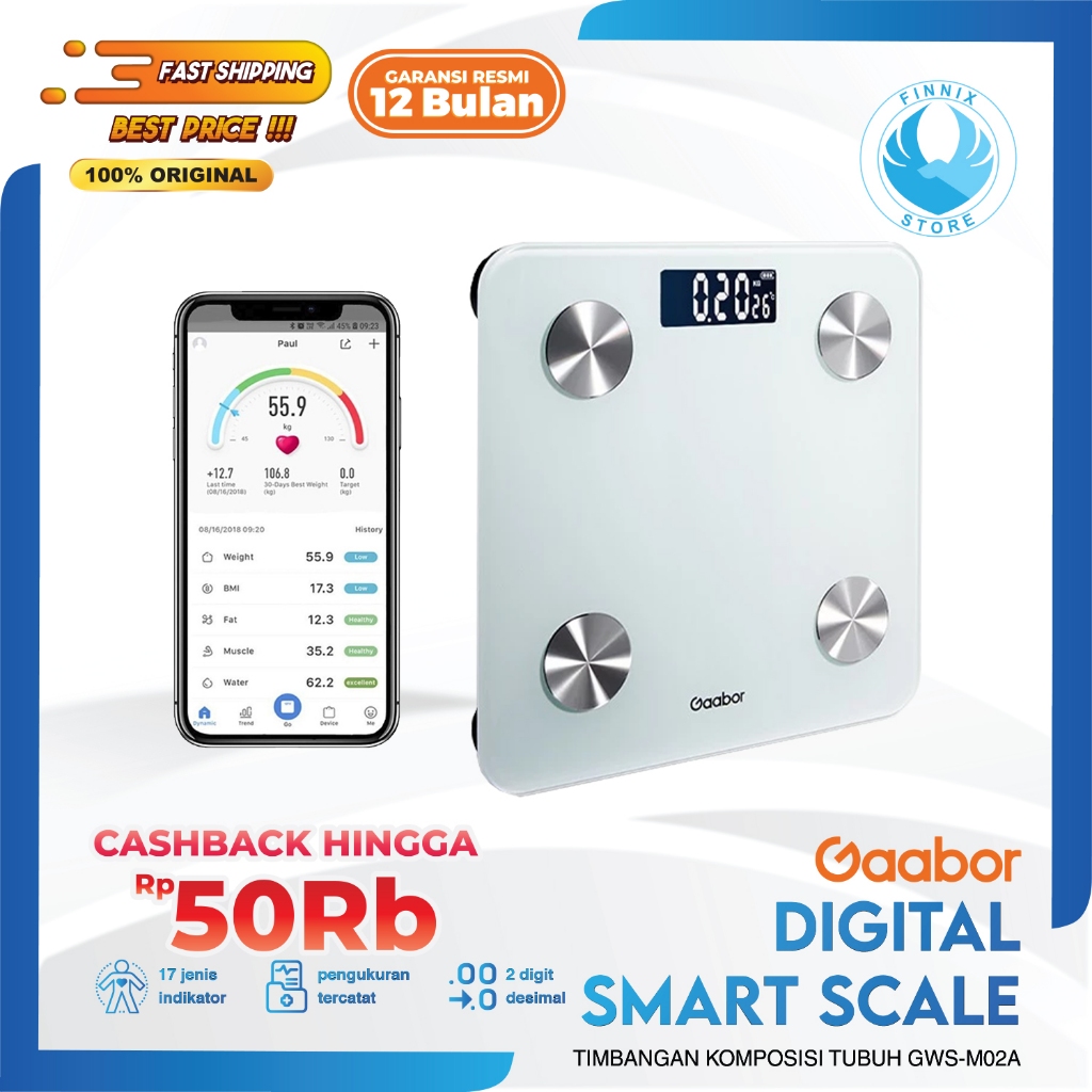 Jual Gaabor Smart Digital Fat Scale Layar LED GWS-M02A - Timbangan ...