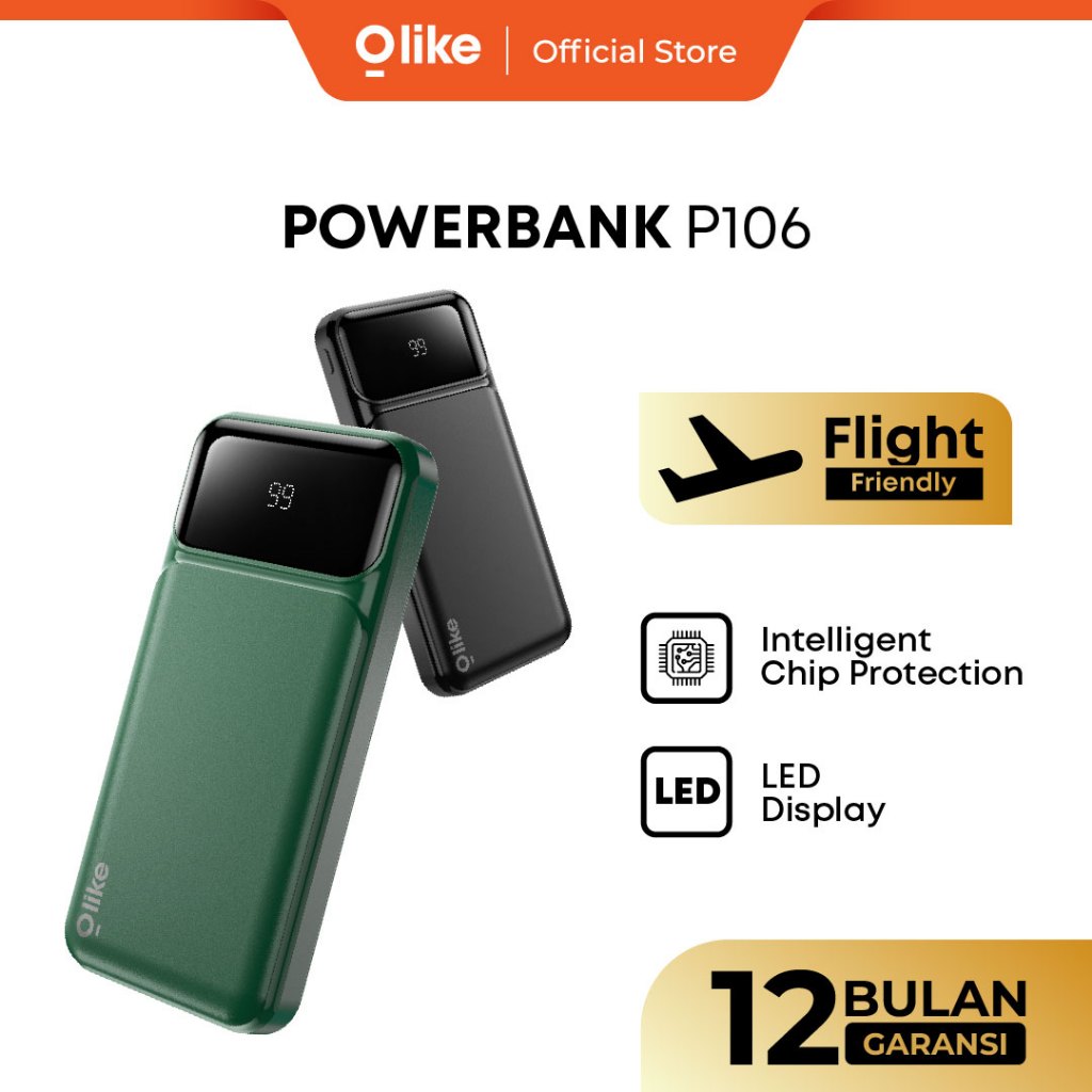 Jual OLIKE Powerbank P106 10000mAh 5V 2.4A Built in Cable with LED ...