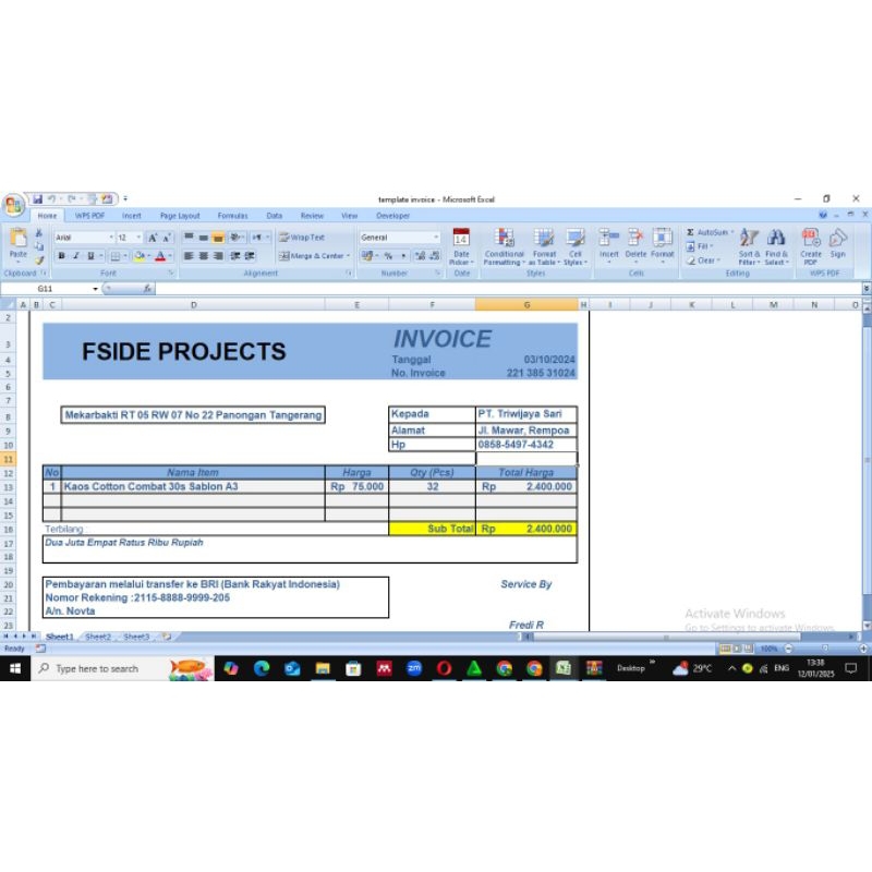 Jual Template Excel | Invoice | Kwitansi | Laporan Keuangan | Project ...