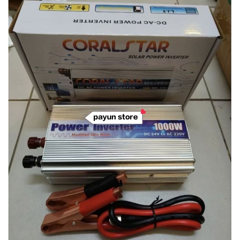 Jual INVERTER 1000W DC 24V TO AC 220V MERK CORALSTAR | Shopee Indonesia