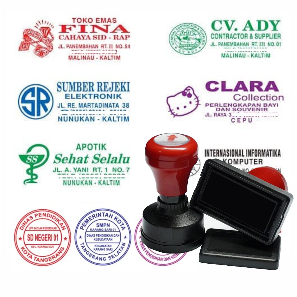 Jual Stempel Warna Otomatis Custom Design Logo Nama Toko Kantor ...