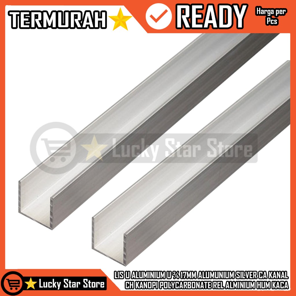 Jual Lis U List Aluminium ¾ 17mm In Inci Inch Inchi Alumunium Silver Ca ...