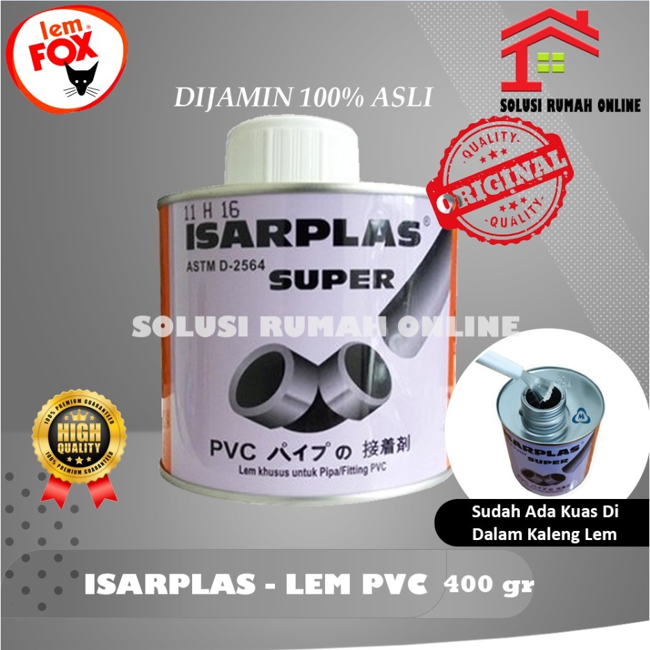 Jual Lem PVC ISARPLAS 100% ORIGINAL 400 gr / Lem Pipa Paralon Kaleng ...