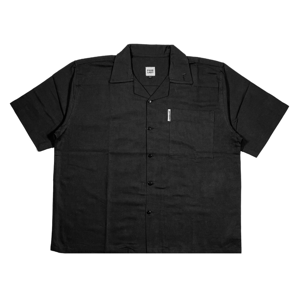 Jual Fakelab Black Boxy Collar Shirt / Kemeja Pendek Hitam / Short ...