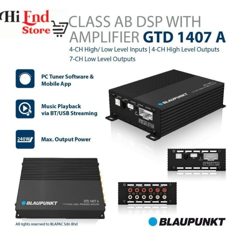 Jual BLAUPUNKT GTD 1407A CLASS AB AMPLIFIER WITH DSP 4-CH High/Low ...