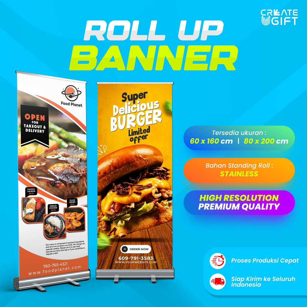 Jual Roll Up Banner Staninless Custom - 60 x 160 & 80 x 200 cm / Display Banner / Banner Promosi ...