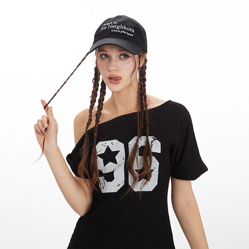 Jual 96 star offshoulder top asymmetrical tshirt y2k stockholm ahs ...