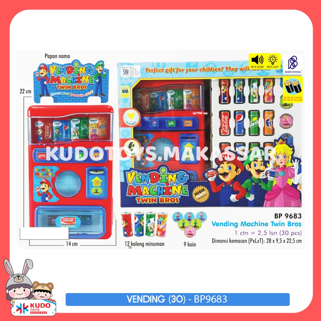 Jual MAINAN VENDING MACHINE MESIN MINUMAN OTOMATIS SUPER MARIO - BP9683 ...