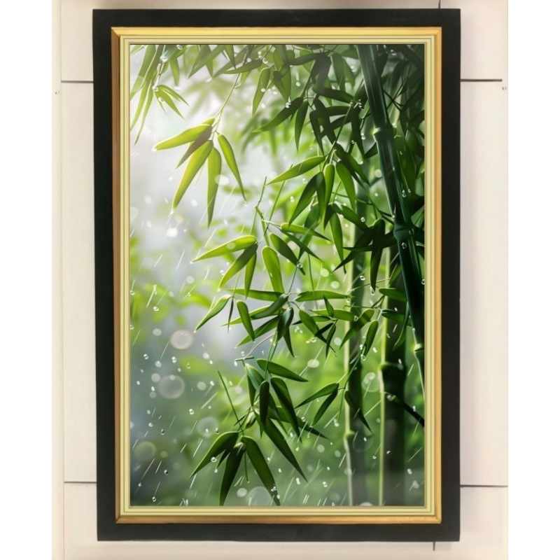Jual hiasan dinding poster pohon bambu aesthetic plus bingkai ukuran ...