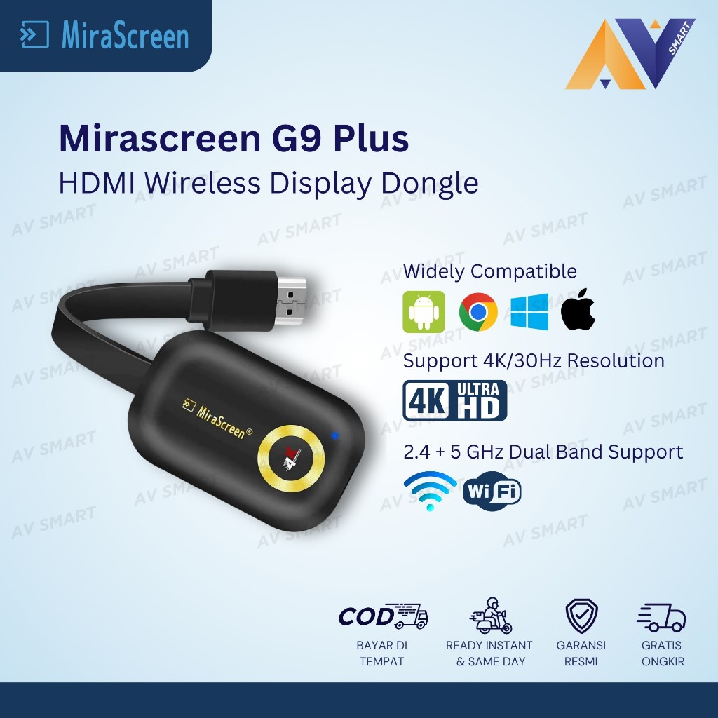 Jual MiraScreen G9 Plus HDMI Wireless Display Dongle 5G 2.4G Dual Band 4K | Shopee Indonesia
