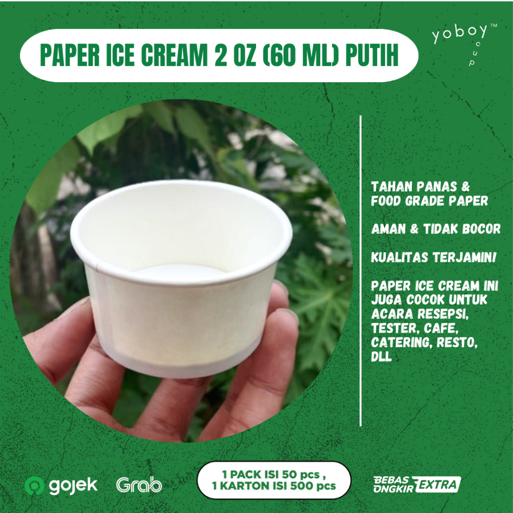 Jual PAPER ICE CREAM CUP PUTIH 2oz/4oz/5oz ISI 50pcs HANYA POLOSAN ...