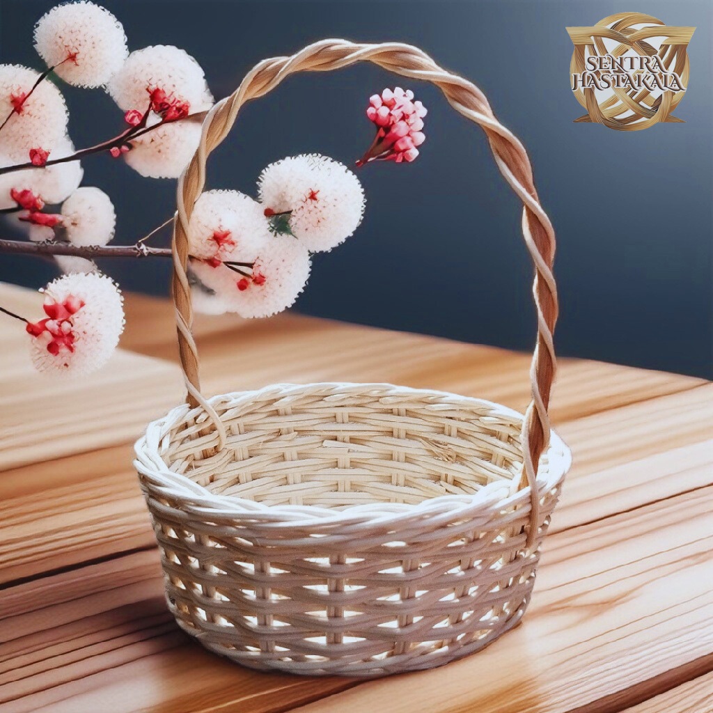 Jual Keranjang Bunga Tabur Rotan / Rattan, Bulat Tangkai, Warna Natural ...