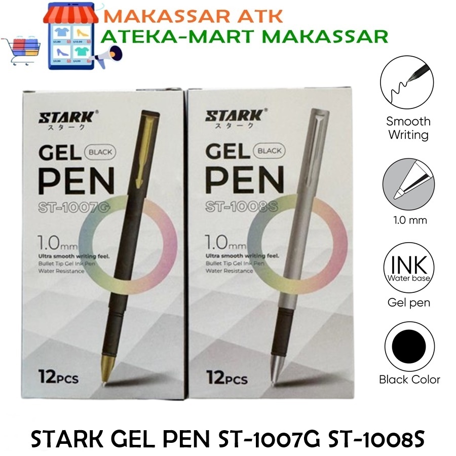 Jual [BOX/12PCS] STARK GEL PEN ST-1007G ST-1008S 1.0MM PENA TANDA ...