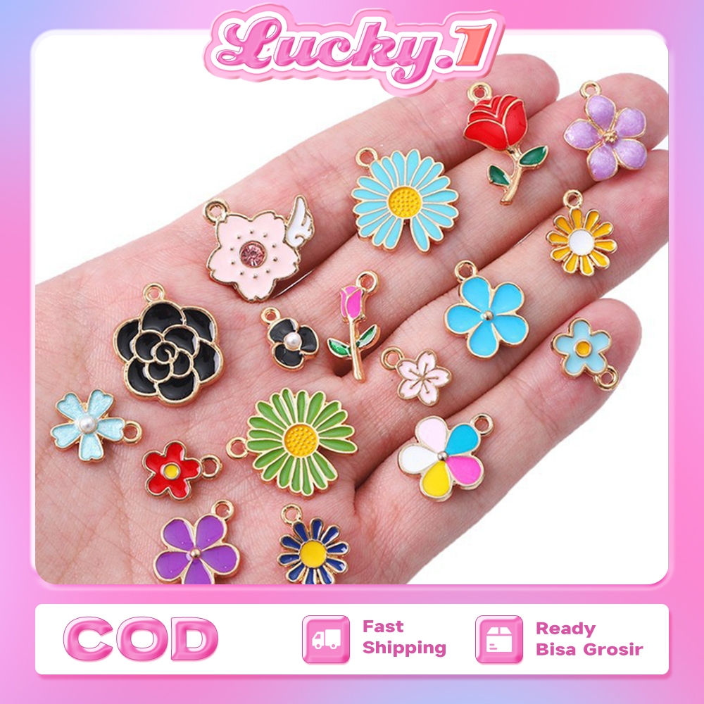 Jual 10 Buah Liontin Logam Bunga/Pita Mode Pembuatan Manik DIY Anting ...
