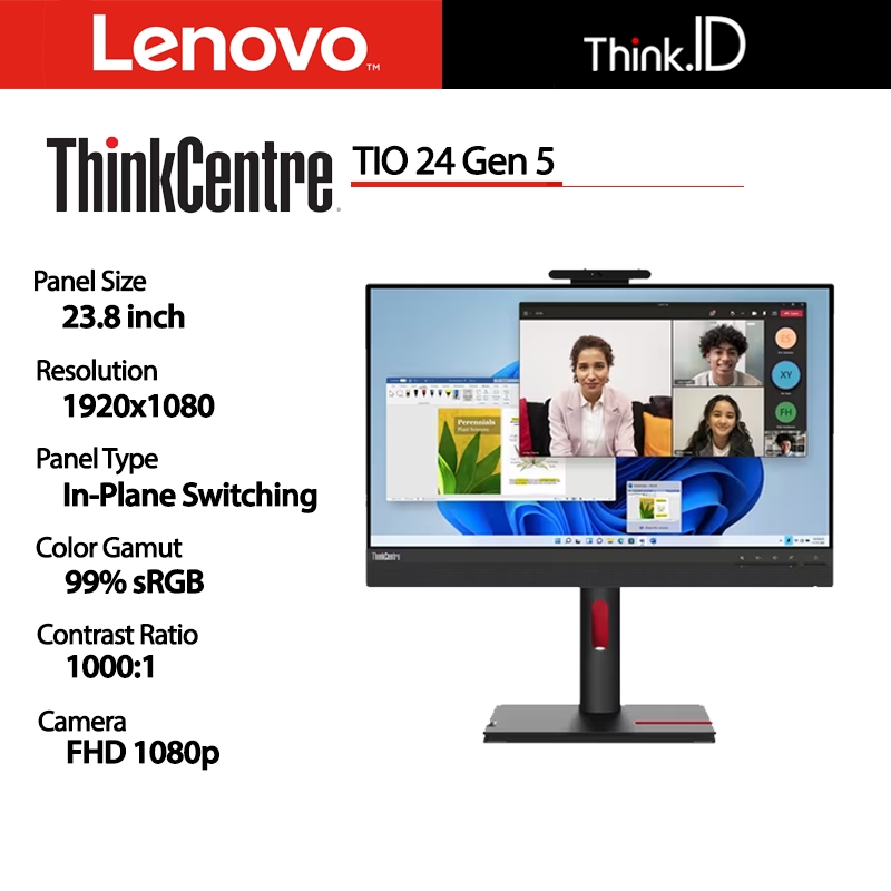 Jual Monitor LED Lenovo ThinkCentre TIO 24 Gen 5 23.8" FHD IPS | Shopee ...