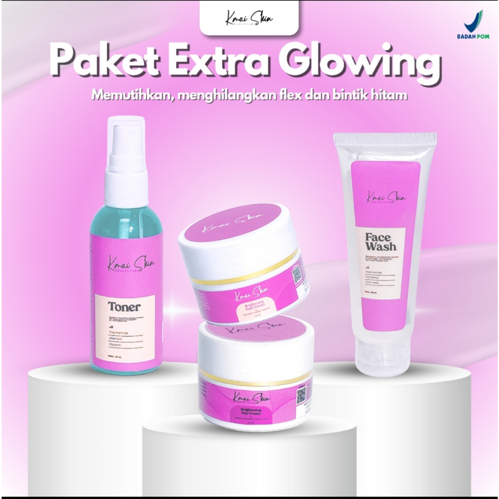 Jual PAKET SKINCARE 10X EXTRA GLOWING KMAI SKIN | Shopee Indonesia