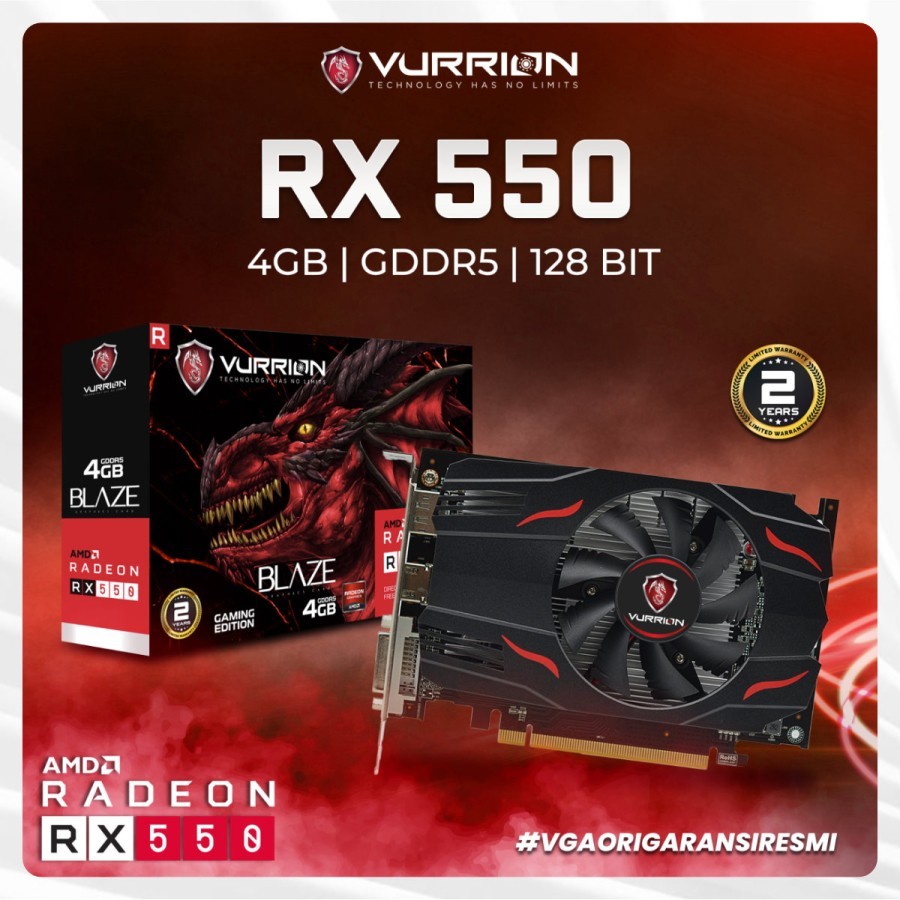 Jual VGA Card VURRION AMD RADEON RX 550 4GB GDDR5 128Bit | Shopee Indonesia