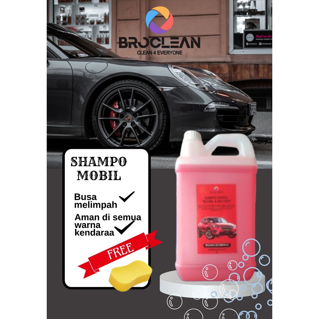 Jual BROCLEAN SHAMPO MOBIL &MOTOR 5 LITER TERMURAH FREE SPONS | Shopee ...