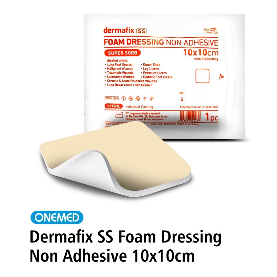 Jual ONEMED DERMAFIX SS FOAM DRESSING 10 x 10 cm NON-ADHESIVE - PER PCS ...