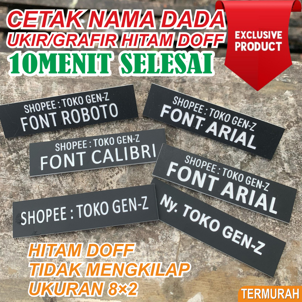 Jual (SEHARI KIRIM) CETAK PAPAN NAMA UKIR/GRAFIR/NAMA DADA/NAME TAG ...