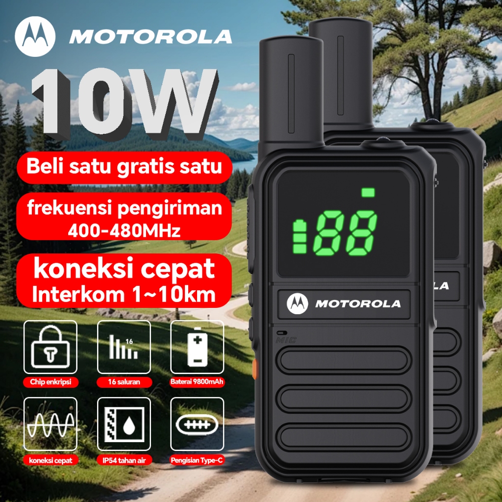 Jual HT Motorola T82 Walkie talkie two way radio jarak jauh 10KM Daya Tinggi 10W 16 Saluran ...