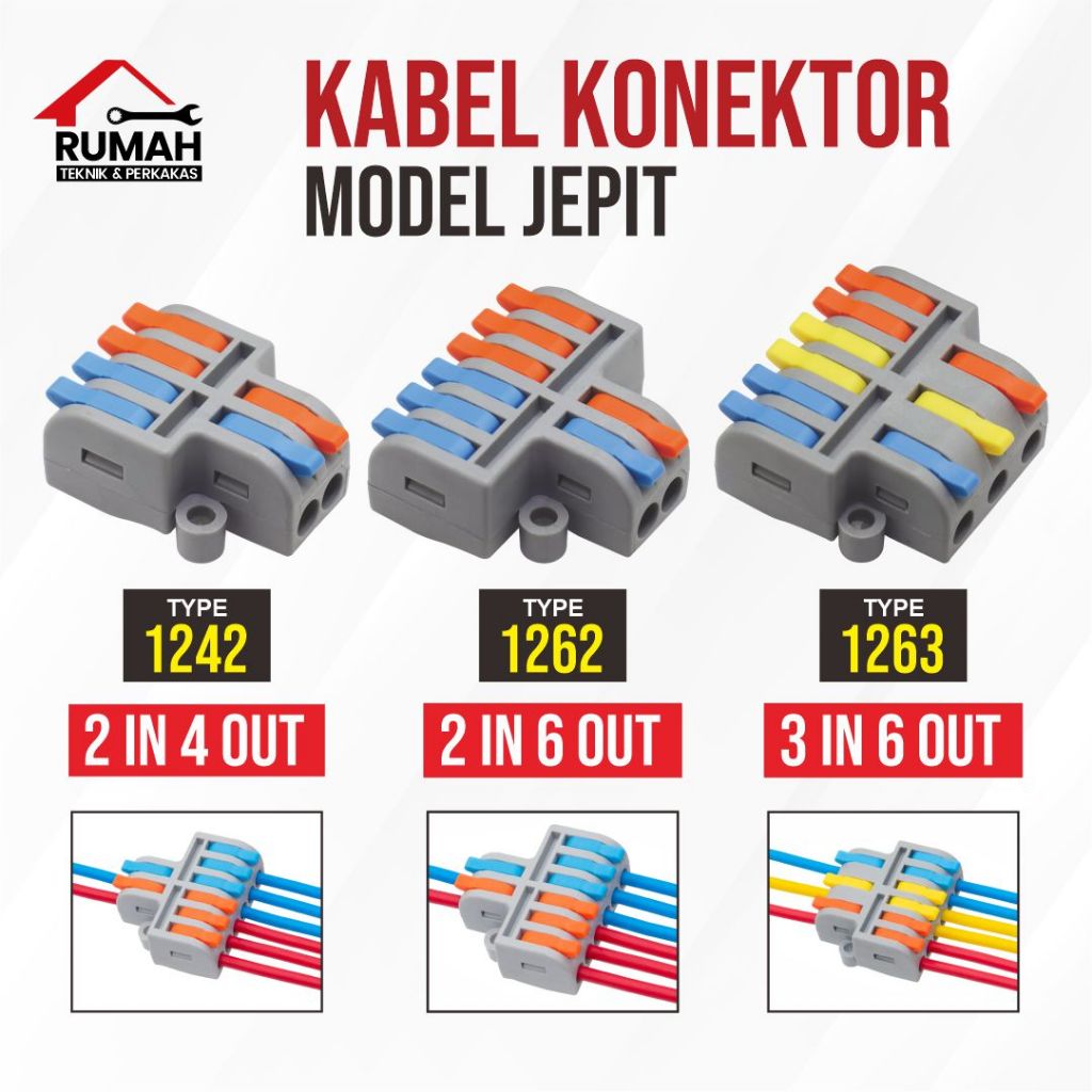 Jual KABEL KONEKTOR JEPIT ( 2x4 /2x6 / 3x6 JALUR) / Terminal Sambung Pin Wire Connector PCT 2x4 ...