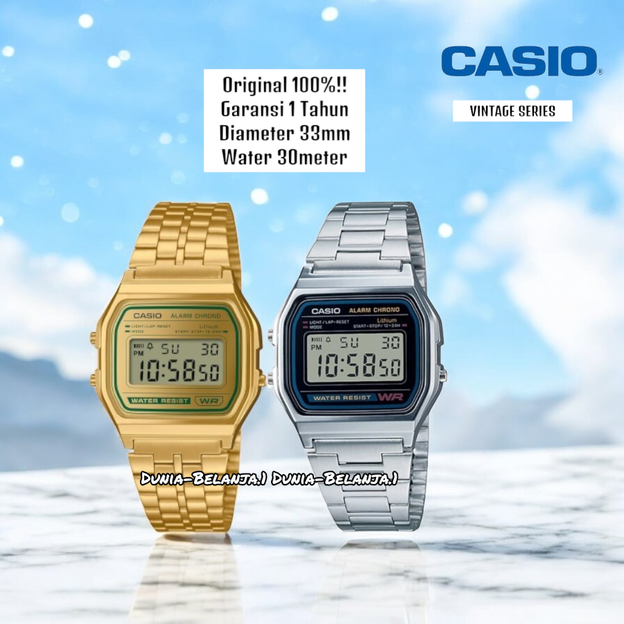 Jual Original 100%!! CASIO A158WA-1DF A158WEGV-9ADF Jam Tangan Unisex Casio Vintage A158 Garansi ...